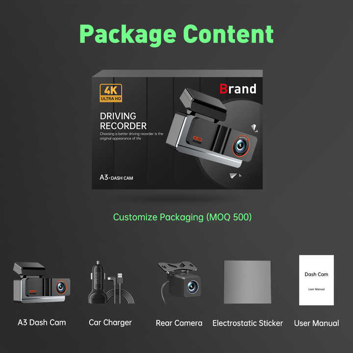 Universal 4K Dash Cam with Dual Lens & Night Vision - Front & Rear ...