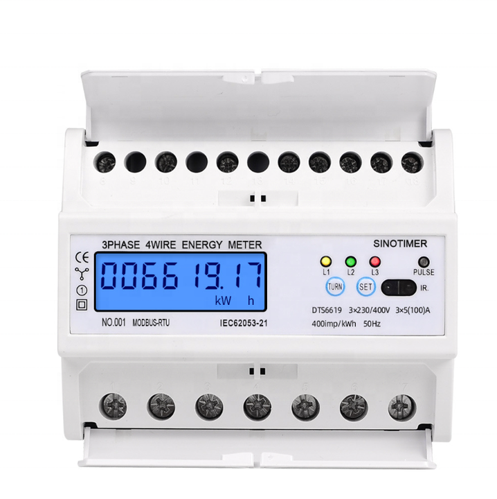 DIN Rail Energy Meter RS485 Modbus Multi-Function Meter with Backlight ...