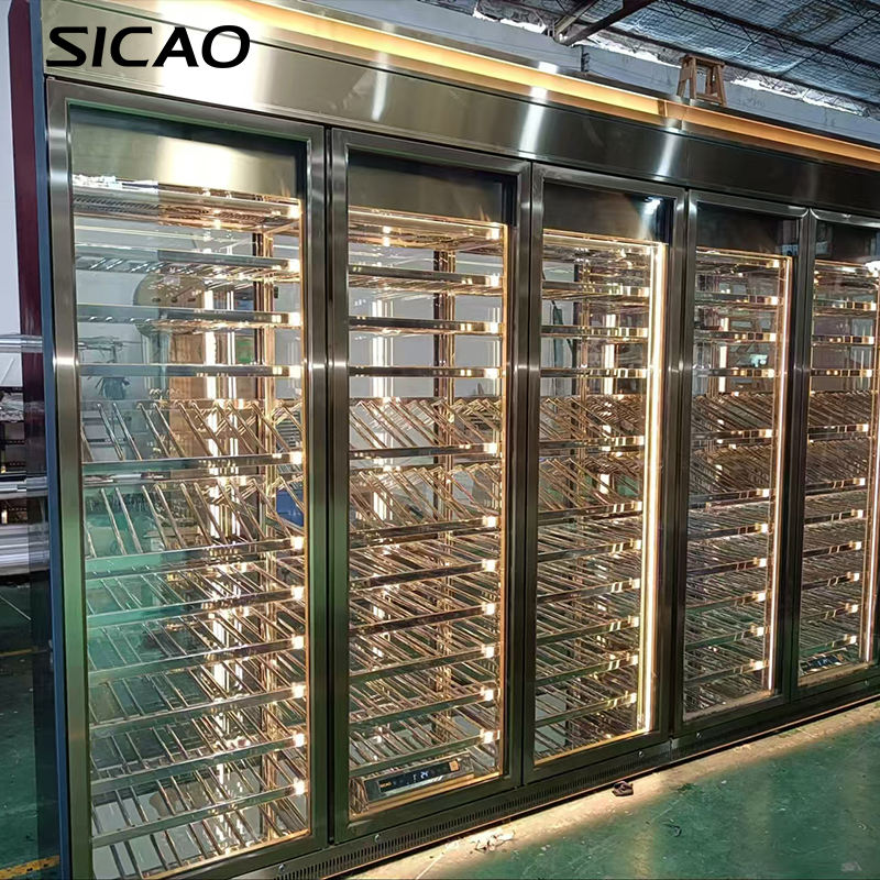 Luxury Commercial Custom Stainless Steel Wine Cabinet Glass Door Wine ...