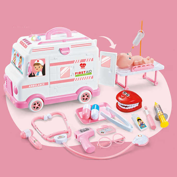 First Aid Electric Ambulance Car Toy Doctor Play Set Medical Kit Toy ...
