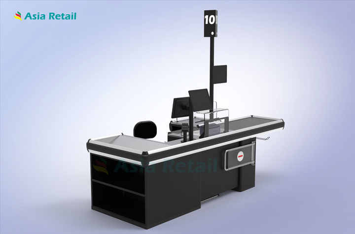 America Supermarket Cashier Checkout Counter with POS Equipments