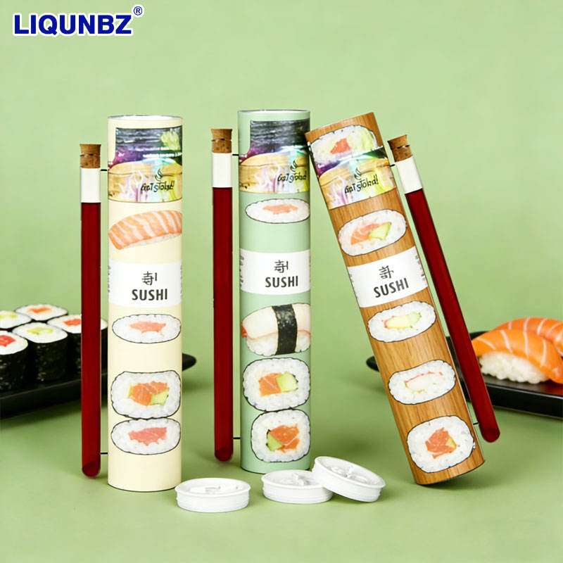 Custom Printed Sushi Paper Tube Packaging with Chopsticks