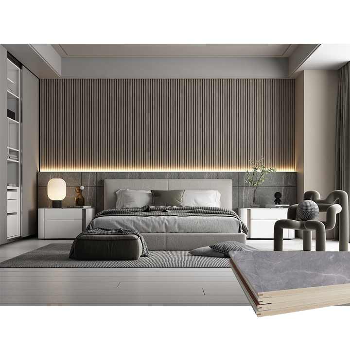 Interior Grey Wood Texture WPC Wall Panels for Home Bedroom