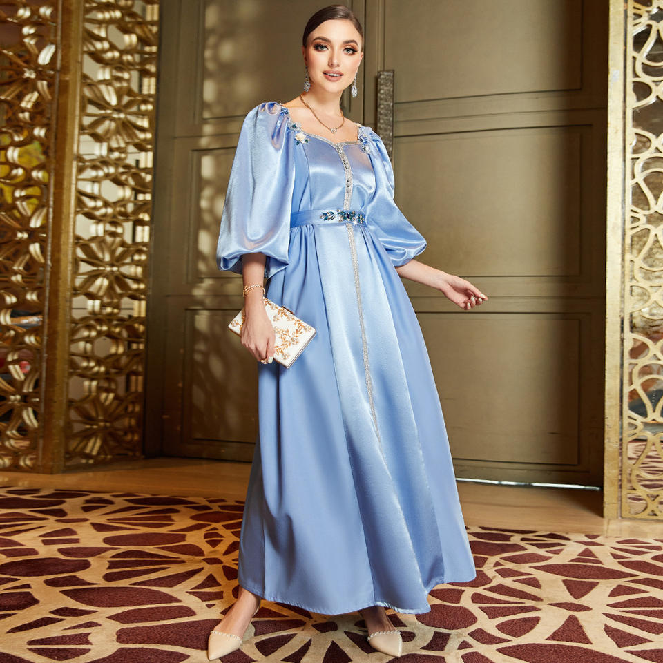 2025 Moroccan Caftan Luxury 2025 Silk Elegant Lantern Sleeve Dress ...