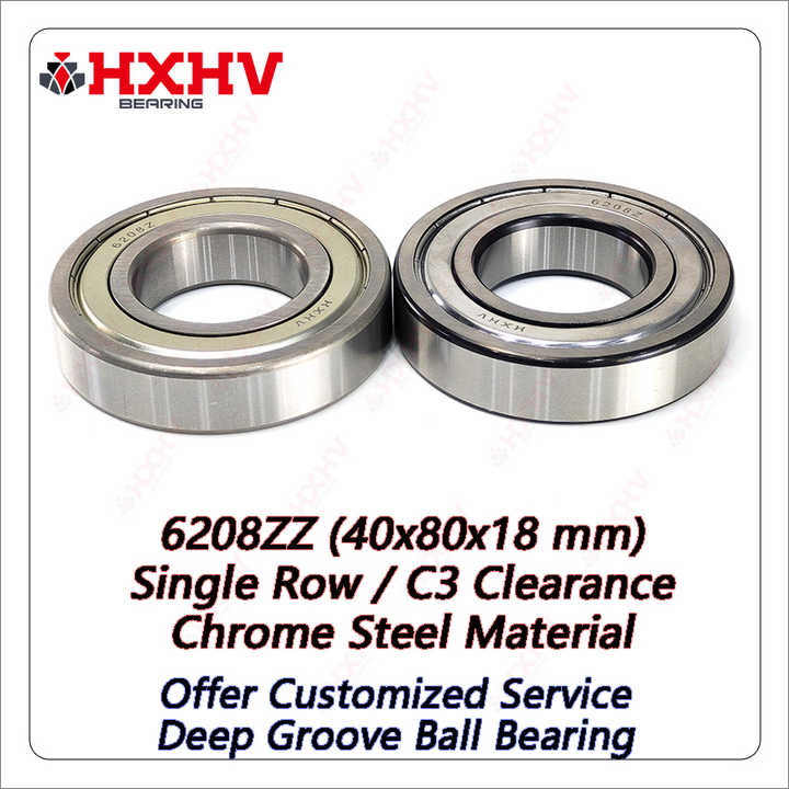 6208ZZ C3 Single Row Chrome Steel 40x80x18 mm HXHV Deep Groove Ball Bearing 6208-ZZ 6208Z 6208 ...