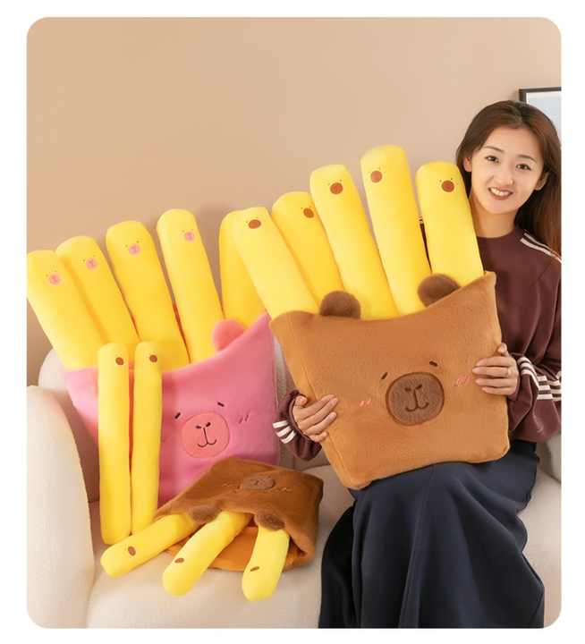 Capybara French Fries 40cm Cartoon Lovely Custom Stuffed Soft Customizable Cute Plush Stuffed ...