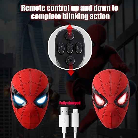 SpiderHero Mask with Moving Eyes - Spiderman Miles Morales Remote ...