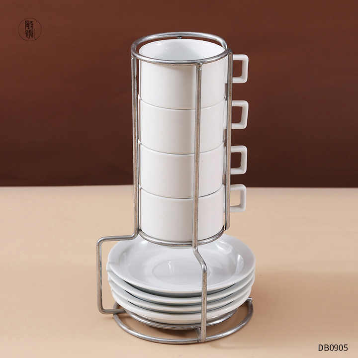 Custom Porcelain Stackable Espresso Cup 4pcs 3oz Ceramic Stackable ...