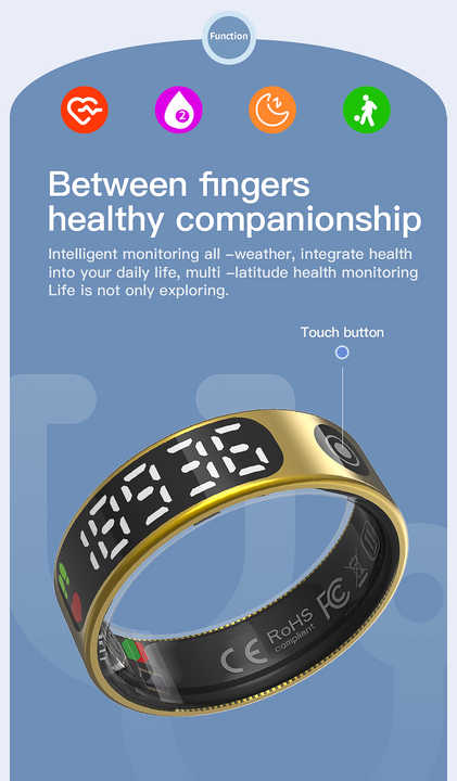 TK9 Smart Ring - Health & Fitness Tracker with IP68 Waterproof