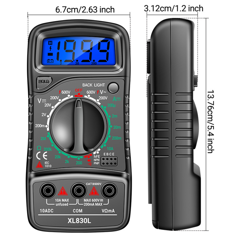 XL830L High Precision Digital Display Multimeter Electrician Multi ...