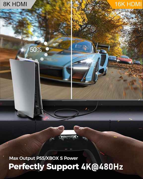 16K 10K 8K HDMI 2.2 Cable 96Gbps Ultra High Speed HDMI Braided Cord Support 4K240Hz 8K120Hz ...