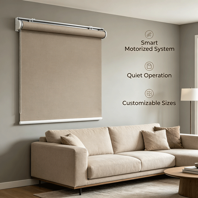 Modern Eco-Friendly Electric Roller Shades Light Filtering Waterproof ...