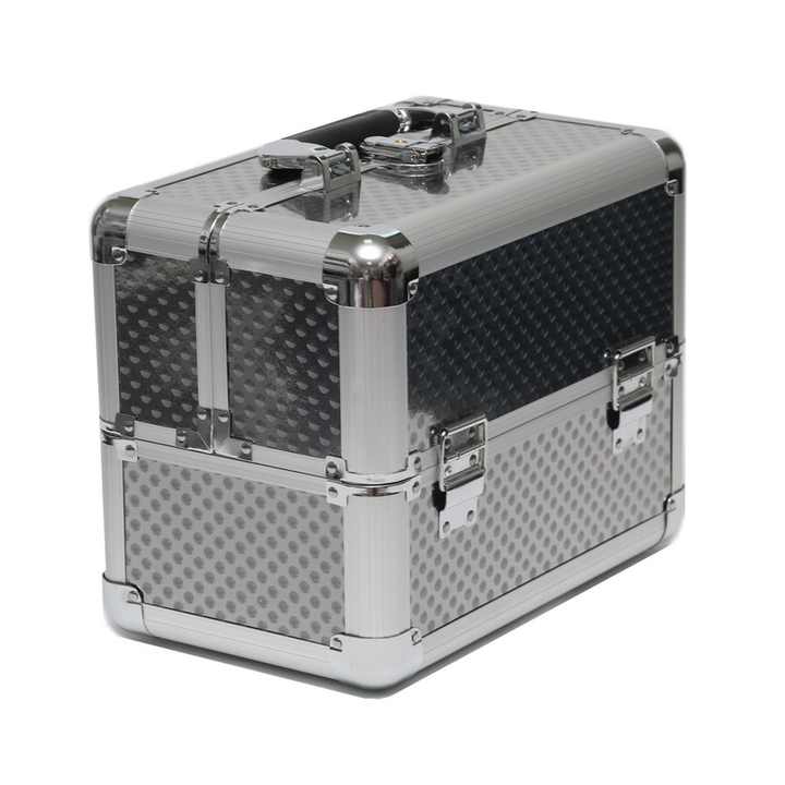 Customized Portable Aluminum Makeup Case Double-Layer Solid Color ...