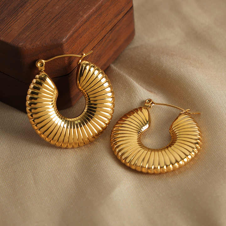 Vintage Irregular Chunky Twisted U-shaped Huggie Earrings Non Tarnish ...