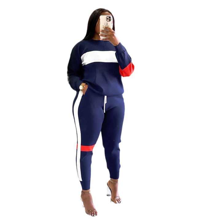 Wholesale Striped Side Patchwork Jogger Sets 2 Piece Outfits Casual ...