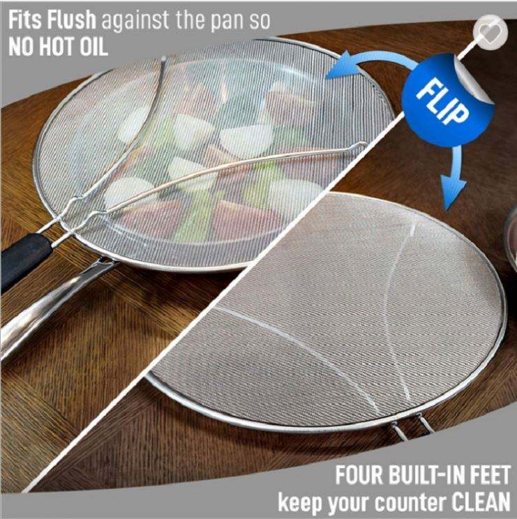 Grease Splatter Screen for Frying Pan 13" - Stops 99% of Hot Oil Splash ...