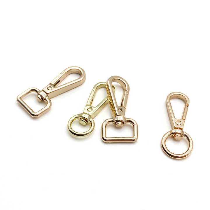 Custom Light Gold Metal Rotating Spring Hook Keychain