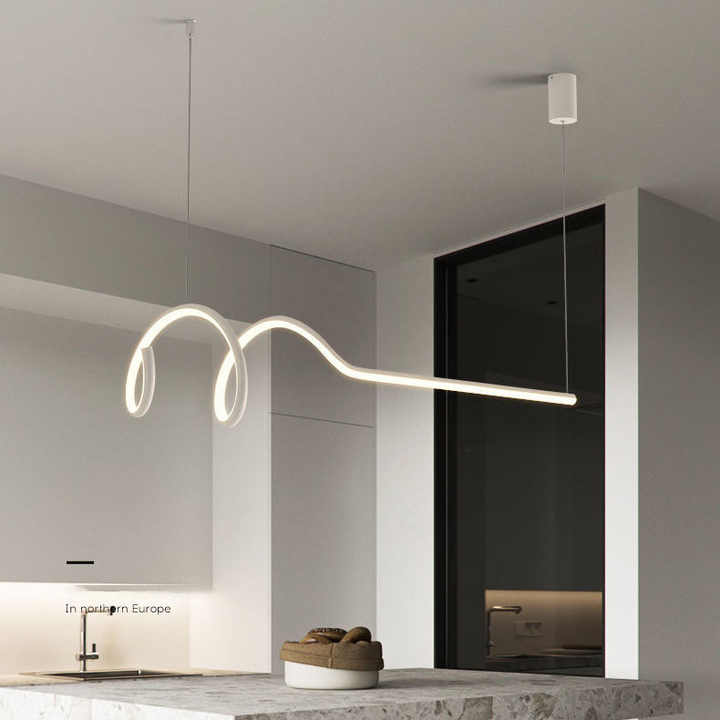 Nordic Art Light Geometric Curve Lines Bar Dining Room Dining LED ...