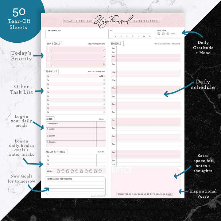 Custom Printed Paper Tear-off Schedule to Do List Goal Daily Planner ...
