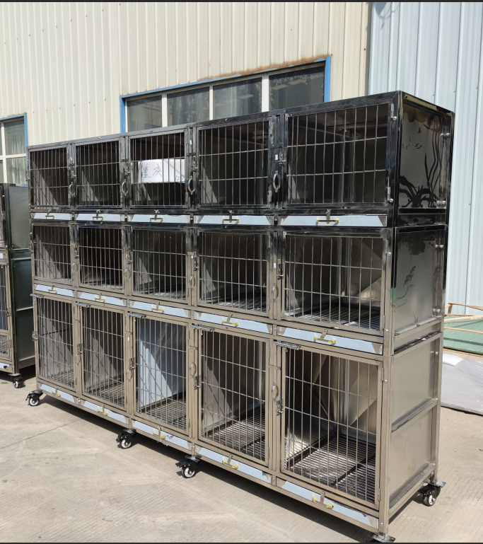 Modern Stainless Steel Pet Cage with Breathable Metal Tray Cat and Dog ...