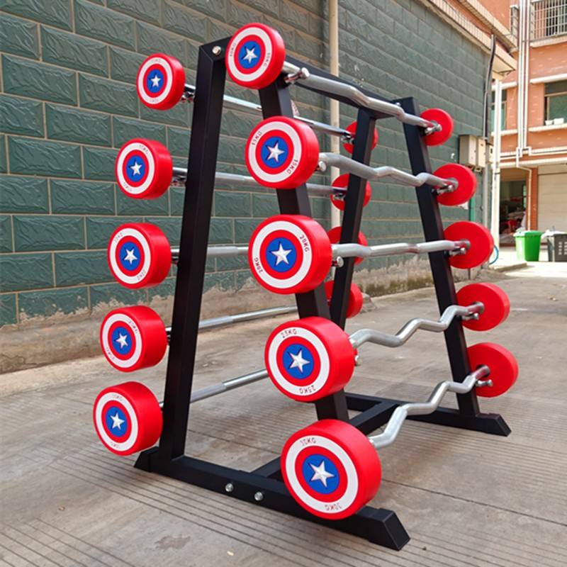 Red Captain America Fixed Steel Barbell Short Taste-free Unisex Gym ...