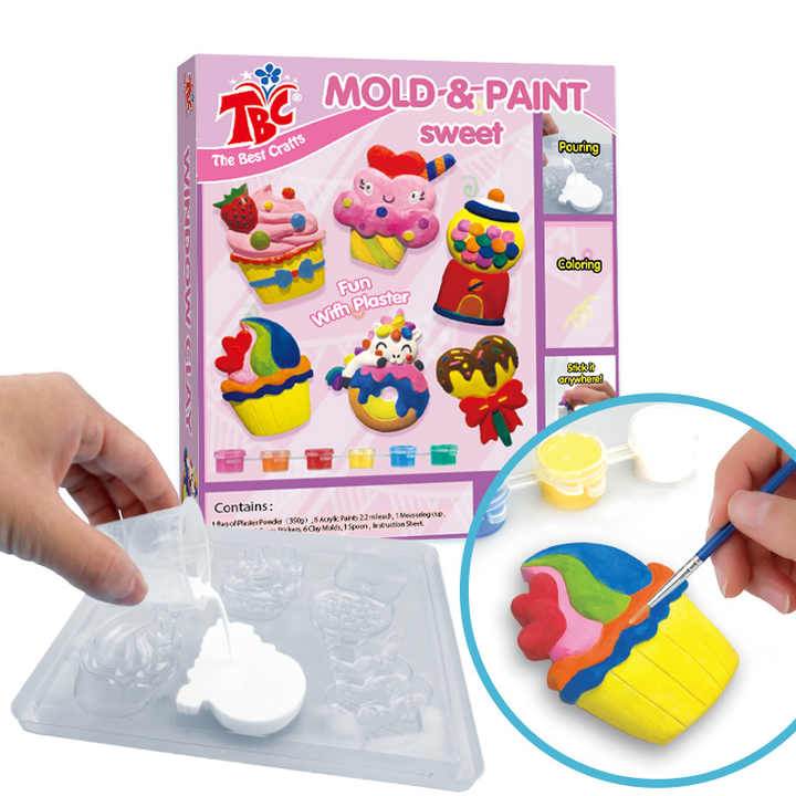 DIY Kids Crafts Kit Plaster Mold Painting Includes 6 Plaster Figurines ...