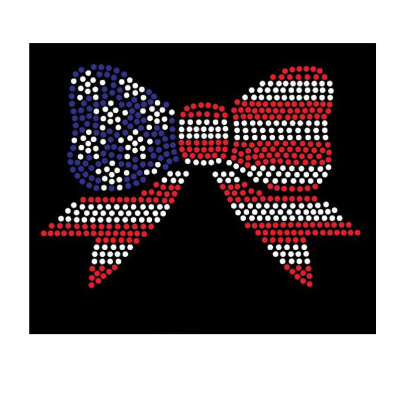 7"*5" USA Flag Bow Rhinestone Template 4th of July Hot-Fix Crystal ...