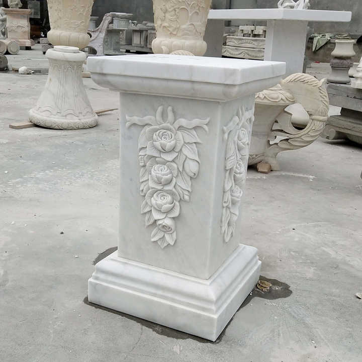 Hand Carved Natural Marble Statue Pedestal - Durable & Stylish