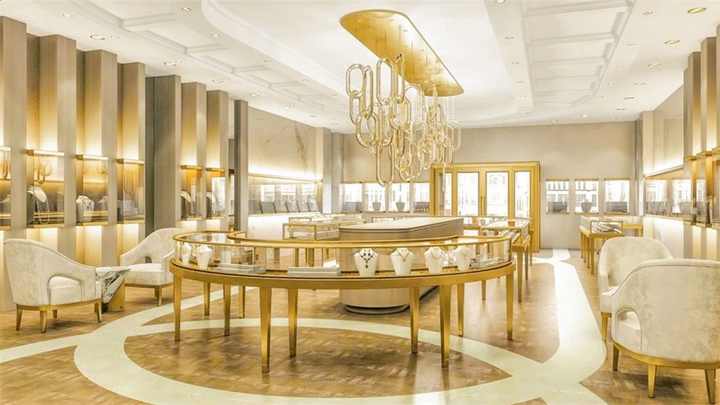 Luxury Gold Jewellery Display Cabinet Showcase Design Custom Lockable ...