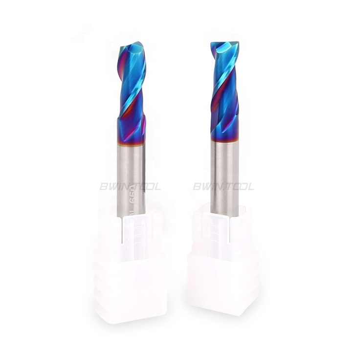 Naco Blue Coating Cnc Milling Cutter 2 Flutes Solid Tungsten Carbide ...