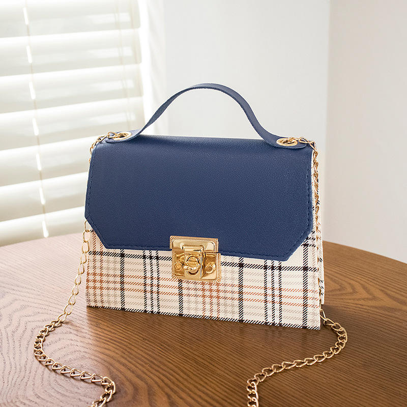 Checked Lock Portable Chain Small Square Bag Small Shoulder Bag Women ...