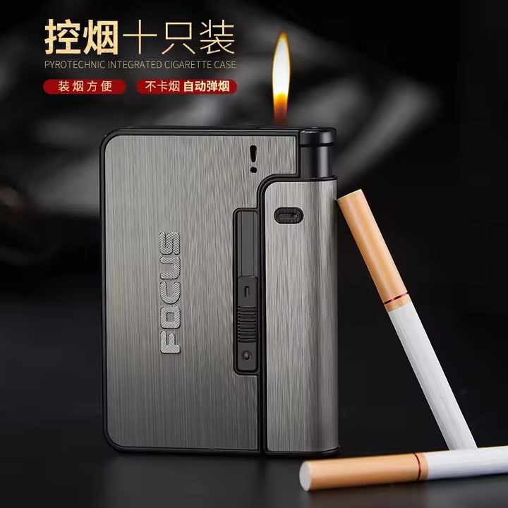 Vintage Cigarette Case with Lighter - Focus Smoking Set
