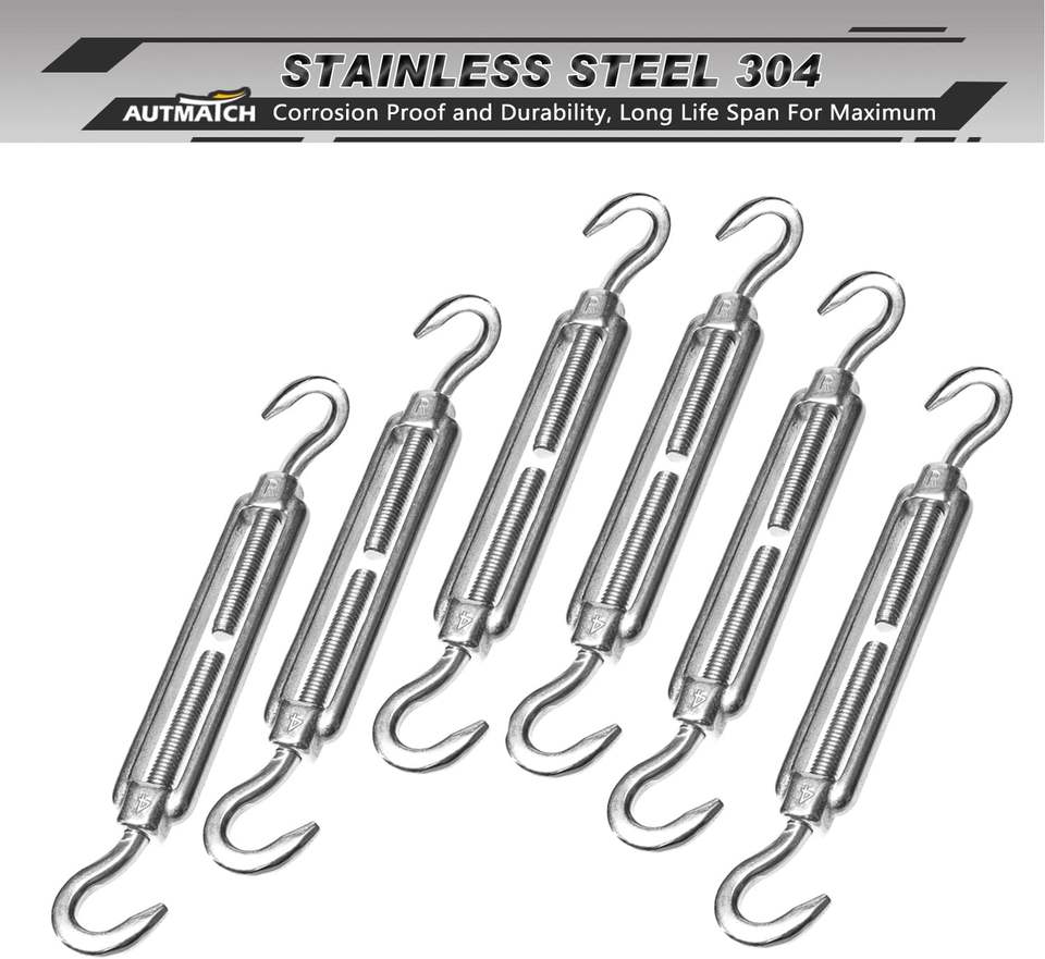 M4 Turnbuckle Hook & Hook, 304 Stainless Steel, Heavy Duty Wire Rope ...