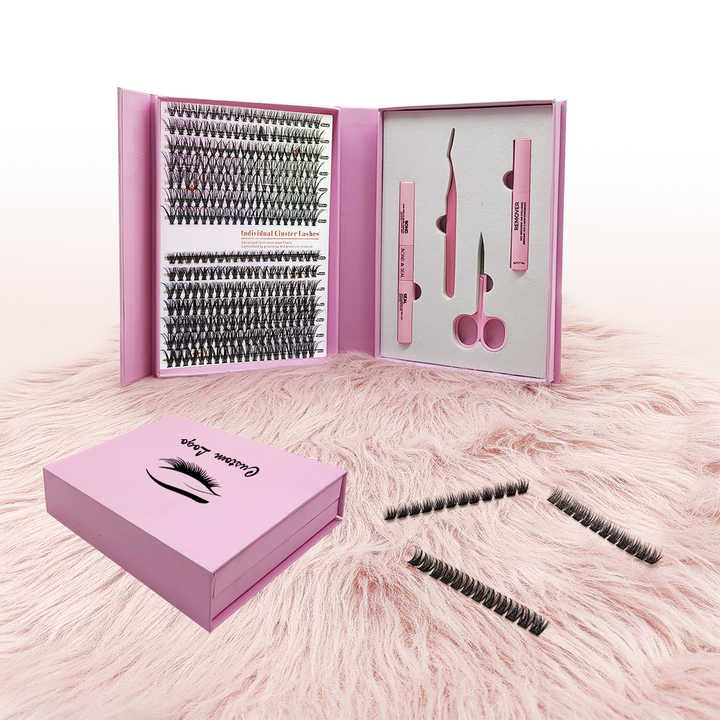Segment Cluster Lashes Hand Made Individual Mix Curl Natural Faux Mink ...