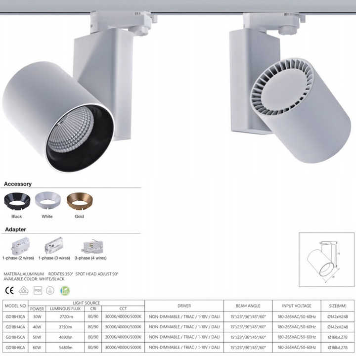 RONSE 60w Store Lighting Casambi Led Track Spot Modern Recessed Track ...