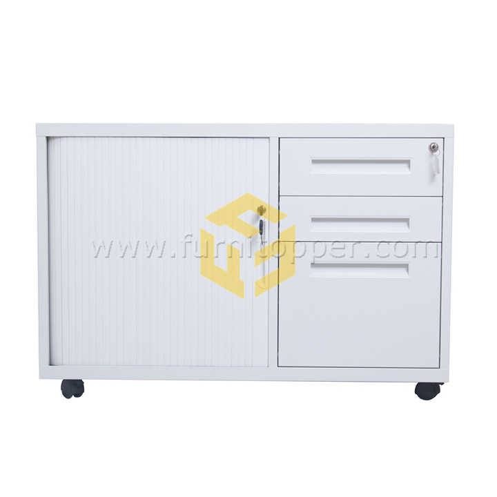 Under Desk Roller Shutter Tambour Door Mobile Metal Drawer Cabinet Desk ...
