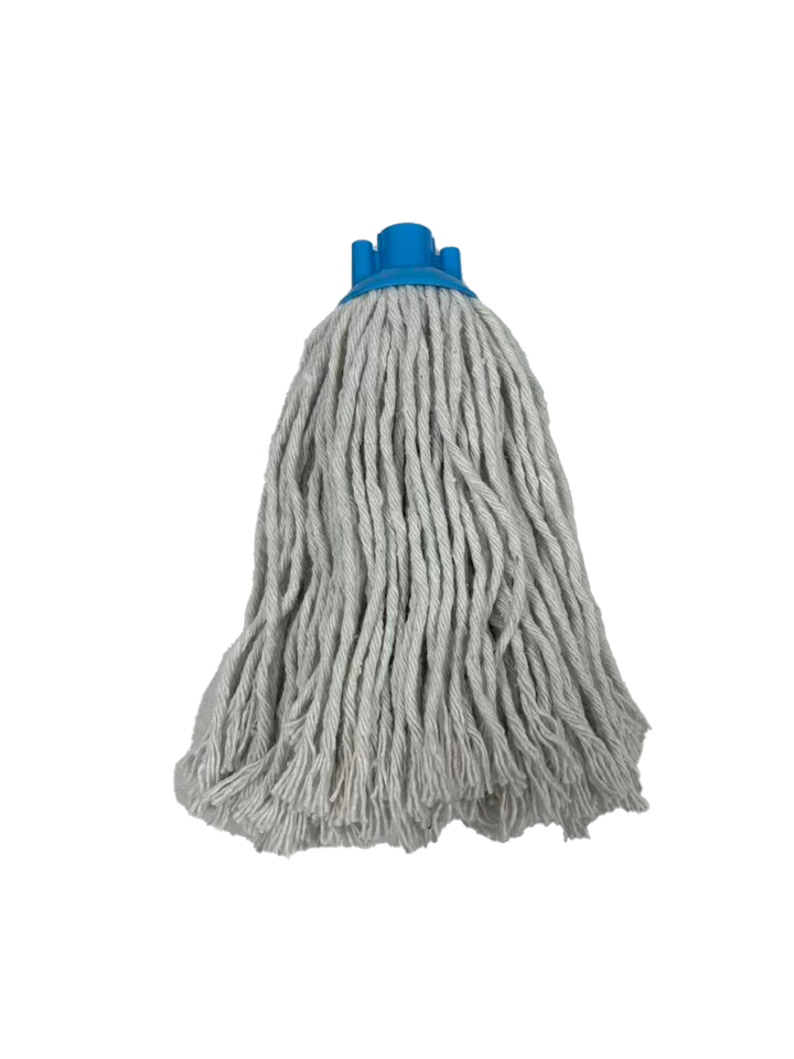 Low MOQ Natural White Cotton Wet Mop Head With Blue Plastic Accessory ...