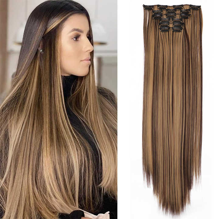 AliLeader 22 Inch 6pcs/set Ombre Highlight Clips in Hair Extensions ...