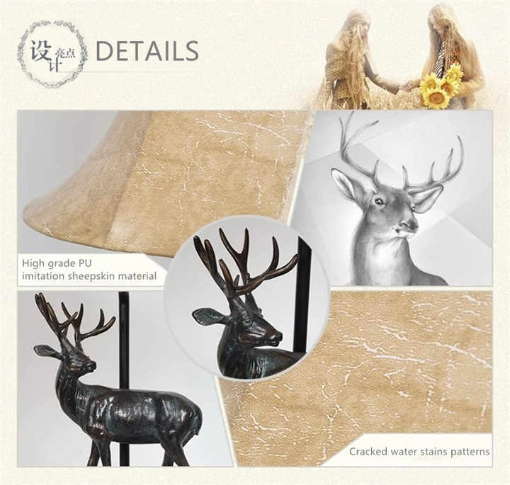American Style Countryside Table Lamp PU Sheepskin Lampshade Looking ...