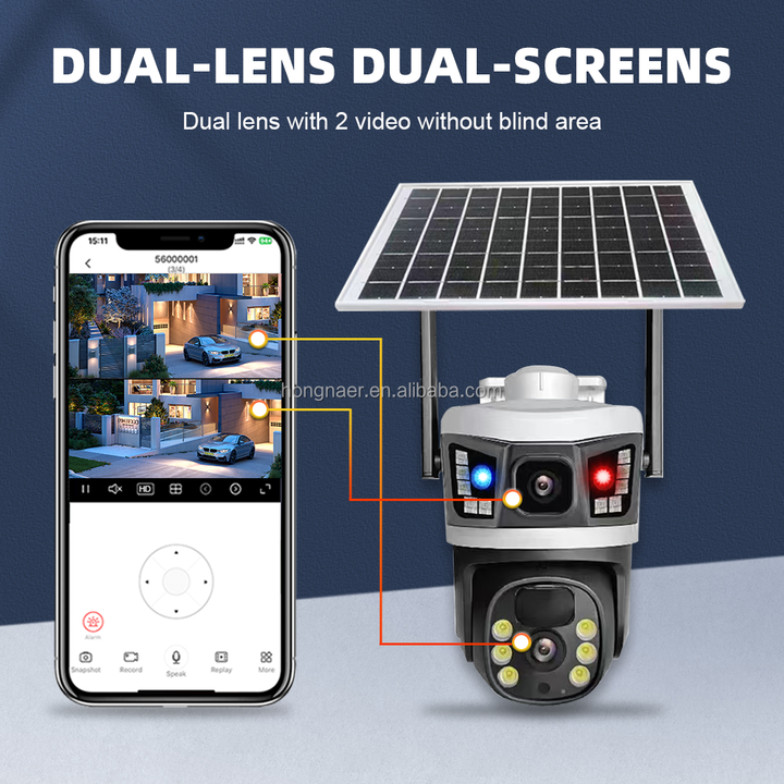 Hongnaer 4K V380 Pro Dual Lens Solar Power CCTV Camera