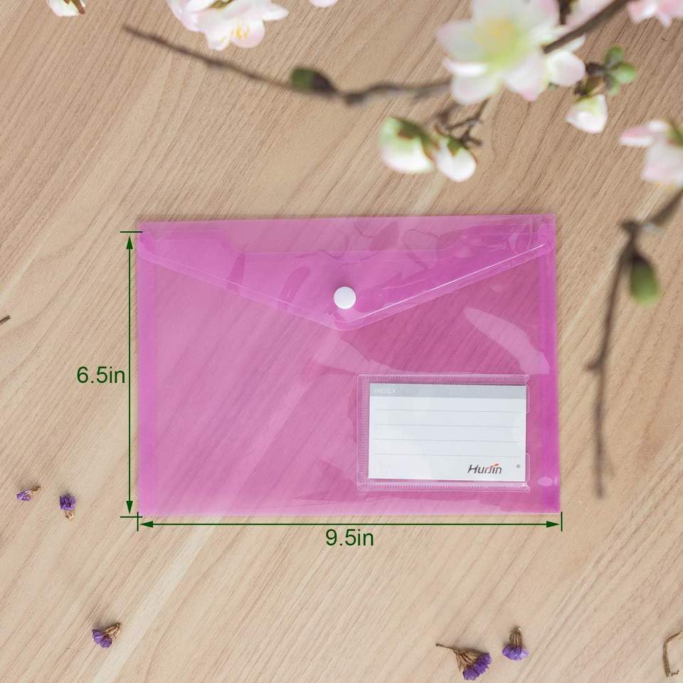 A5 Poly Envelope Folder with Snap Button Clear Waterproof Plastic ...