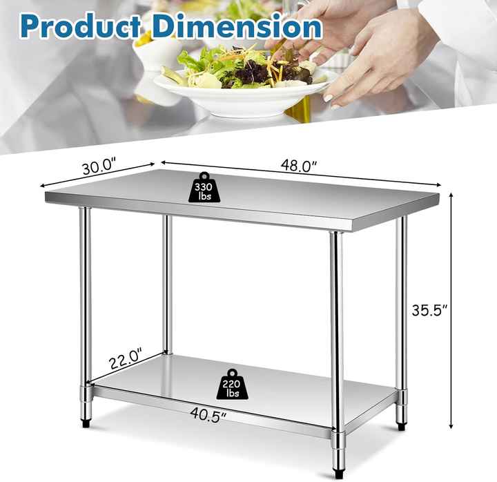 Commercial Stainless Steel Food Prep Table Commercial Kitchen Table ...