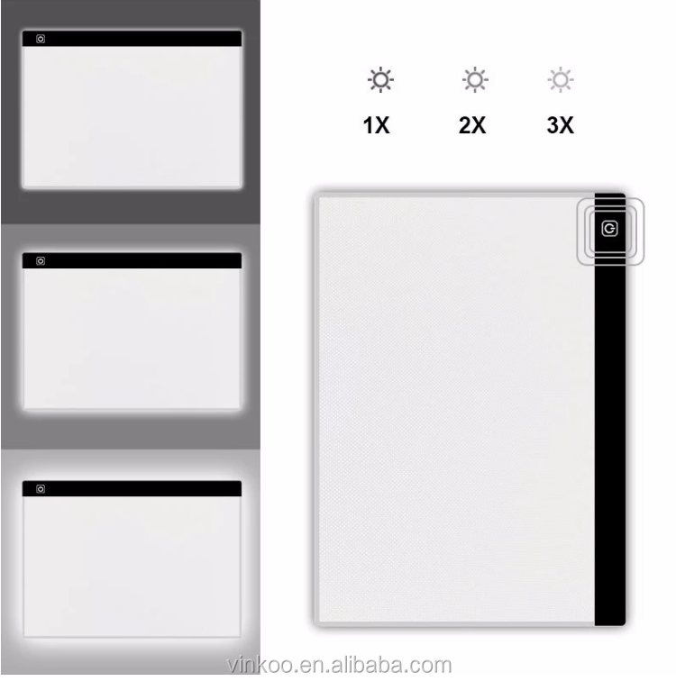 Super Slim Rectangle LED Tracing Board A3 Light Pad 3 Levels Dimming ...
