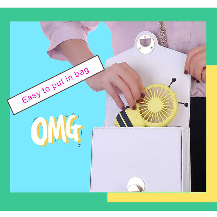 Cute Bee Design USB Fan - Portable & Rechargeable Cooling