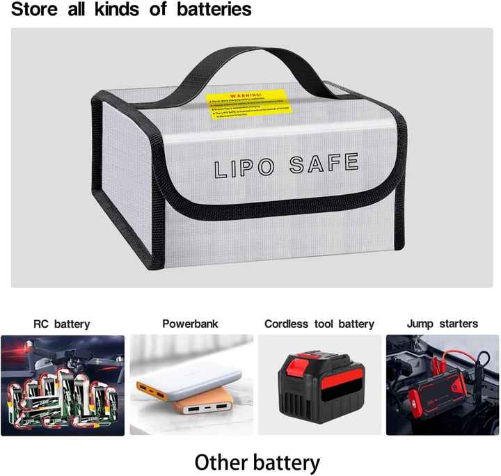 Fireproof Lipo Battery Bag Storage Pouch for Home Office Travel ...