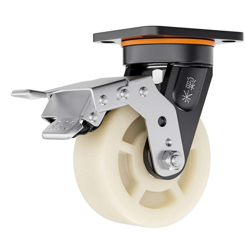 5 Inch Fixed Swivel Brake Caster Industrial Heavy Duty High Load Nylon ...