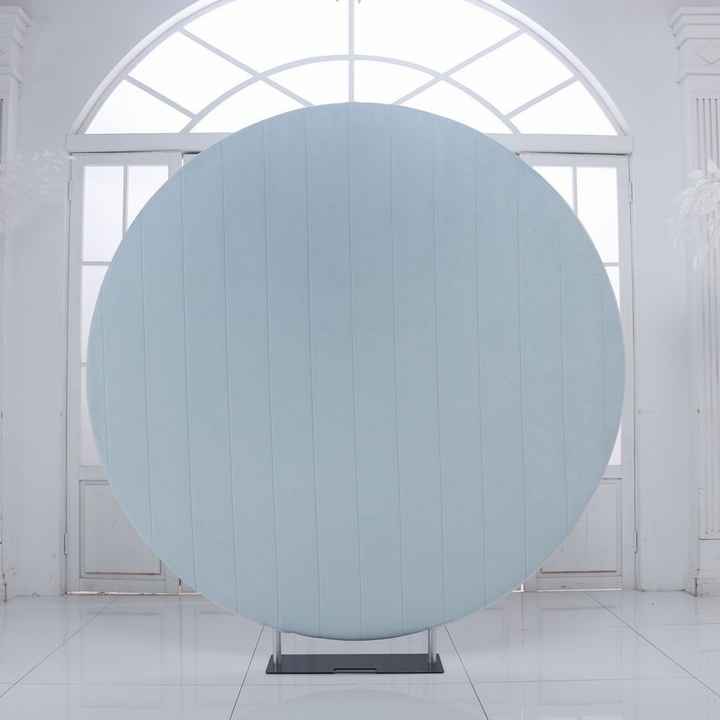 Light Blue Round Velvet Backdrop with Stand - Perfect for Parties