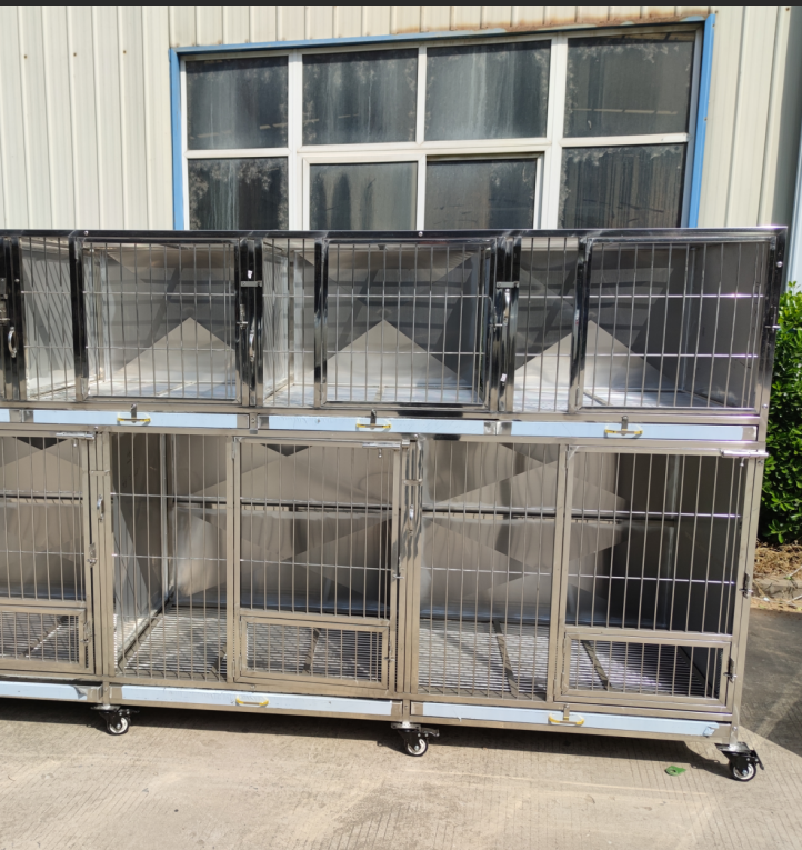 Modern Stainless Steel Pet Cage with Breathable Metal Tray Cat and Dog ...