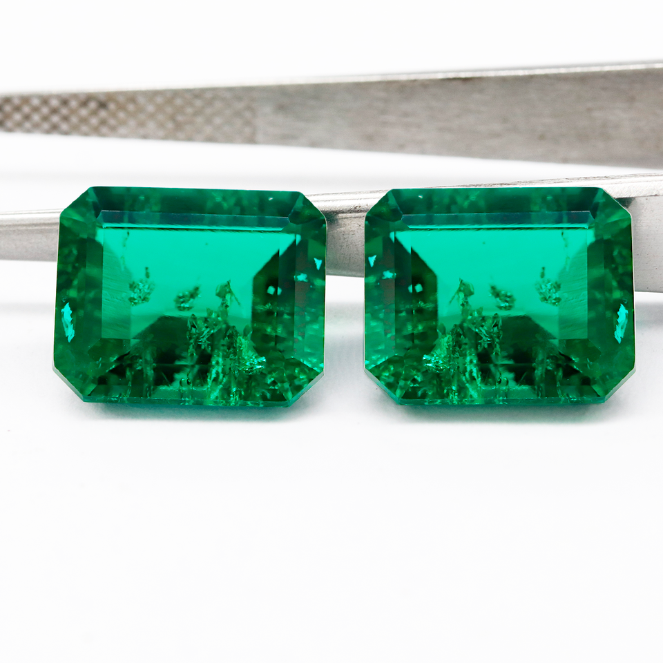 Zambian Green Lab Grown Emerald Stone Loose Oct Step Cut Hydrothermal ...