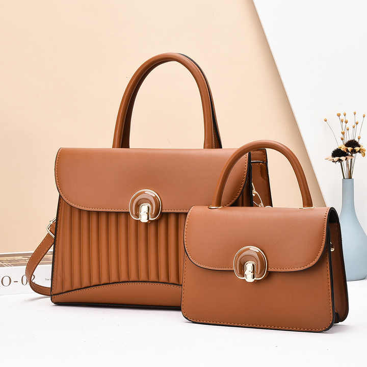2 Pieces in 1 Set Top Handle PU Leather Handbags Ladies Working Bags ...